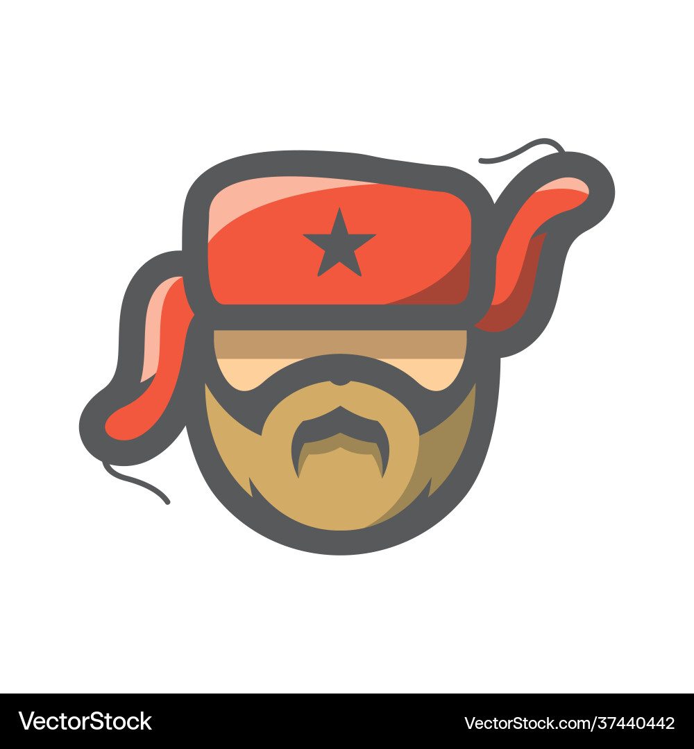 Russian partisan head icon cartoon Royalty Free Vector Image