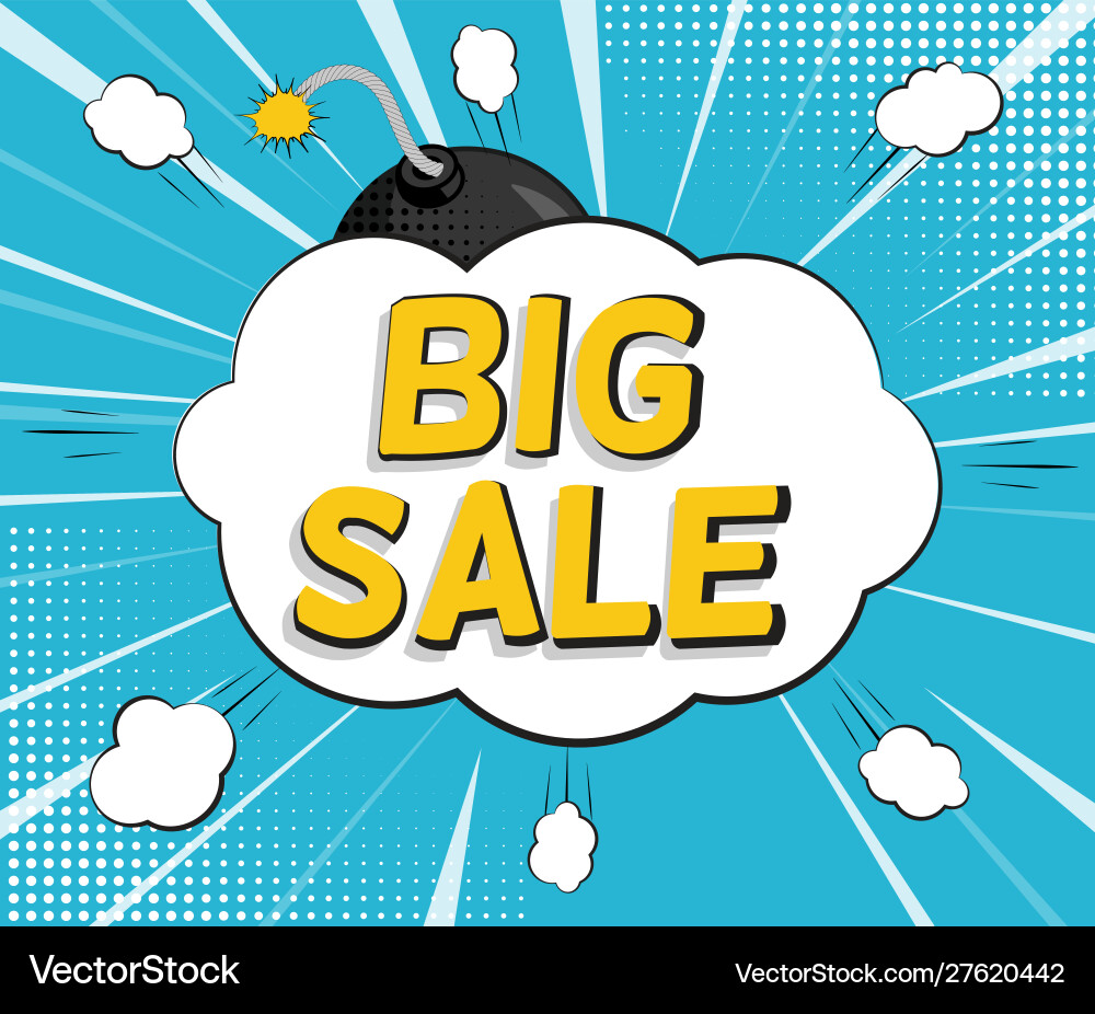Sale background with speech bubble and bomb Vector Image