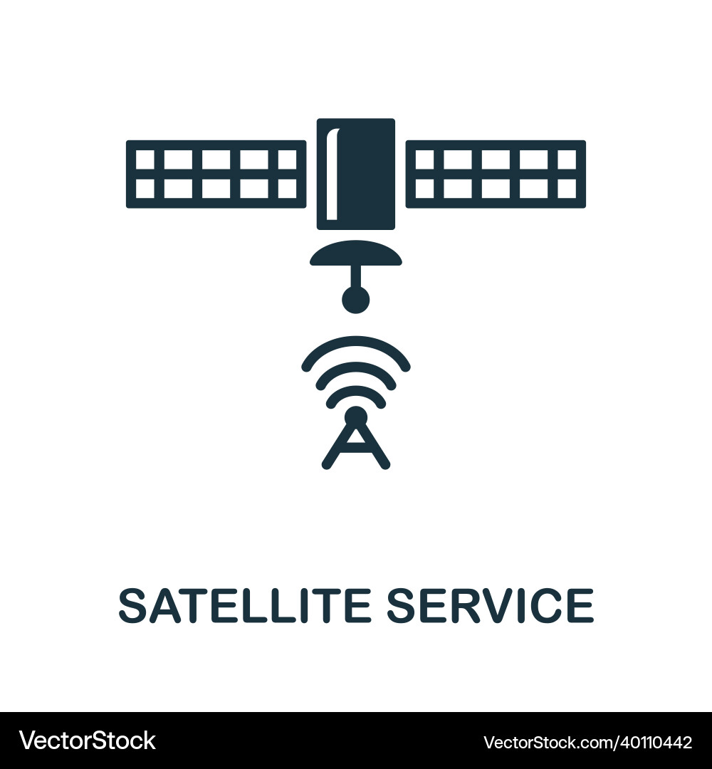 Satellite service icon monochrome sign from Vector Image