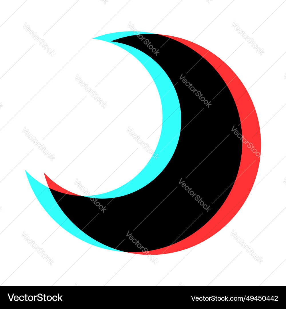Simple of moon icon with 3d effect and blue Vector Image