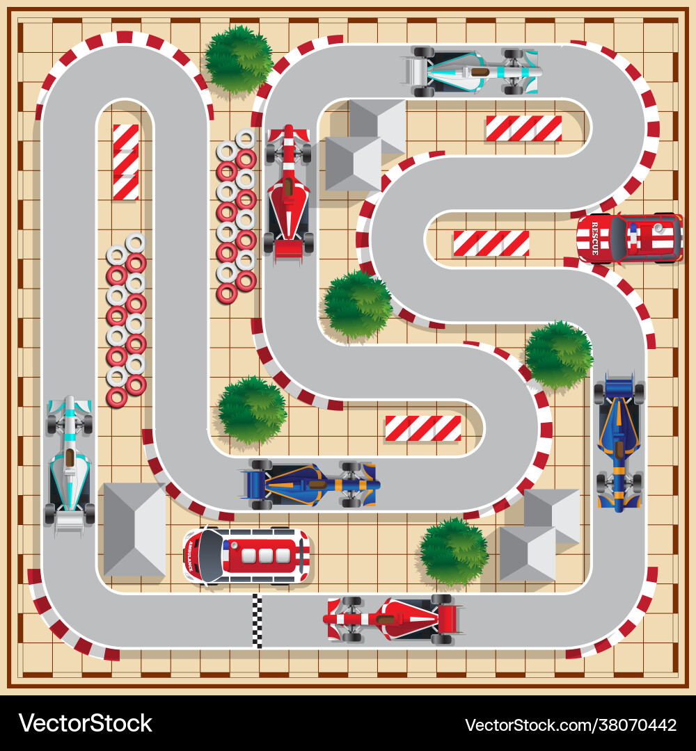 Speedway with cars Royalty Free Vector Image - VectorStock