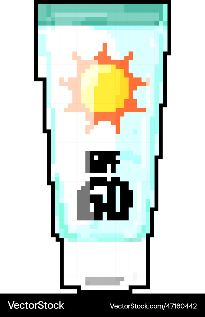 Sunblock sun cream game pixel art Royalty Free Vector Image