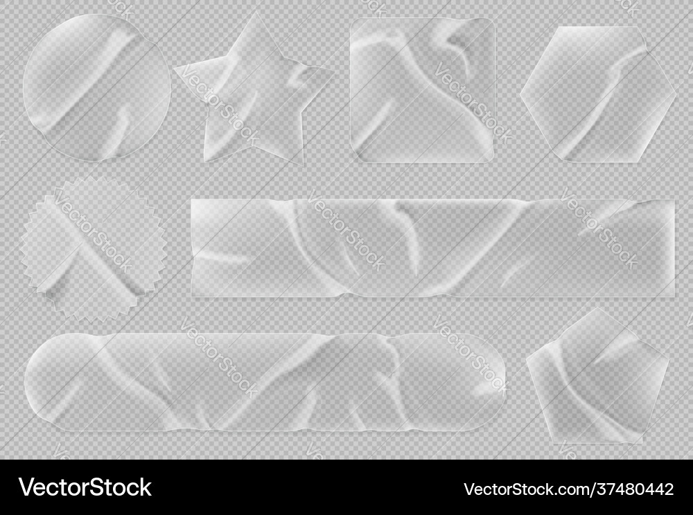 Transparent stickers or patches plastic pvc Vector Image