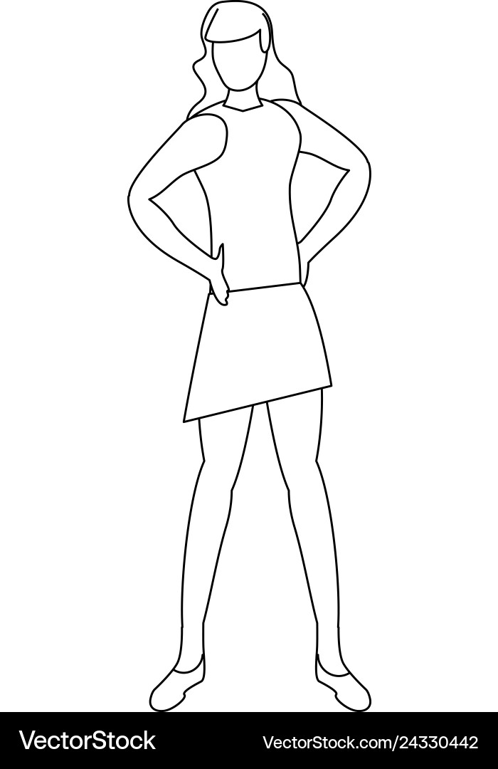 Woman character outline Royalty Free Vector Image