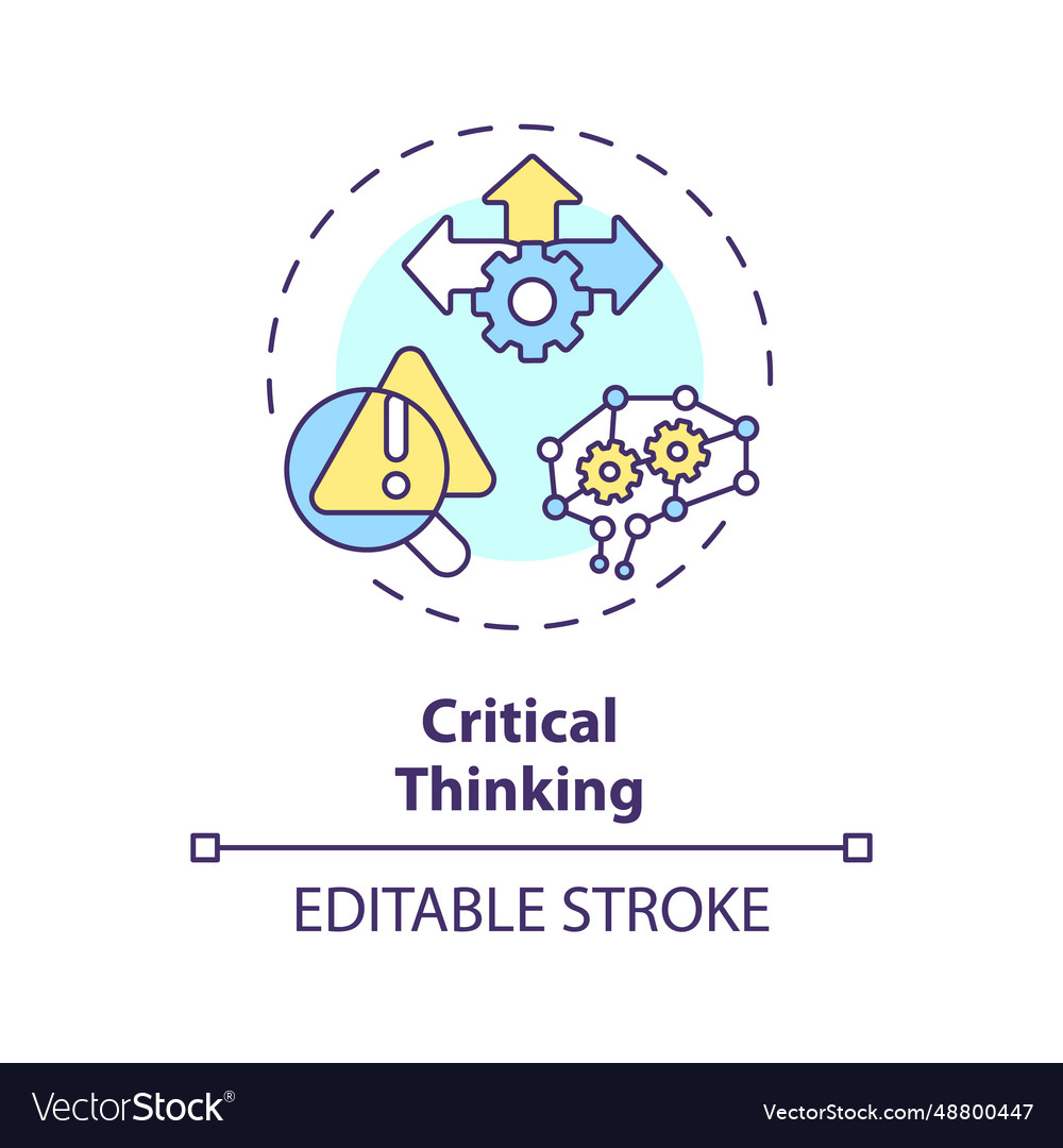 2d Colorful Thin Linear Icon Critical Thinking Vector Image