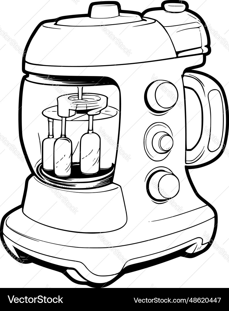 A black and white drawing of blender Royalty Free Vector