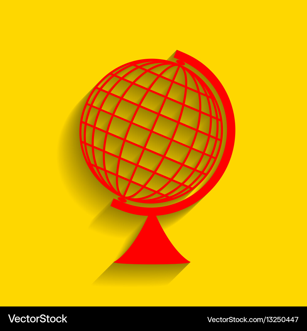 Earth globe sign red icon with soft Royalty Free Vector
