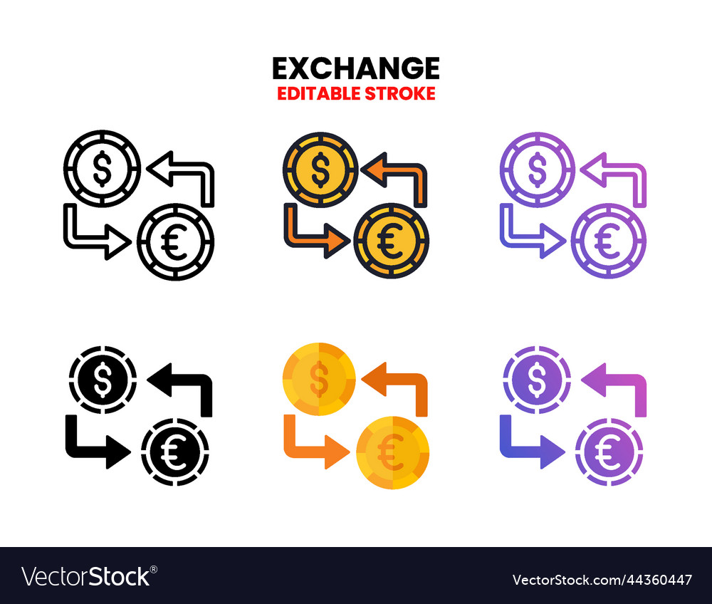 Exchange icon set with different styles Royalty Free Vector