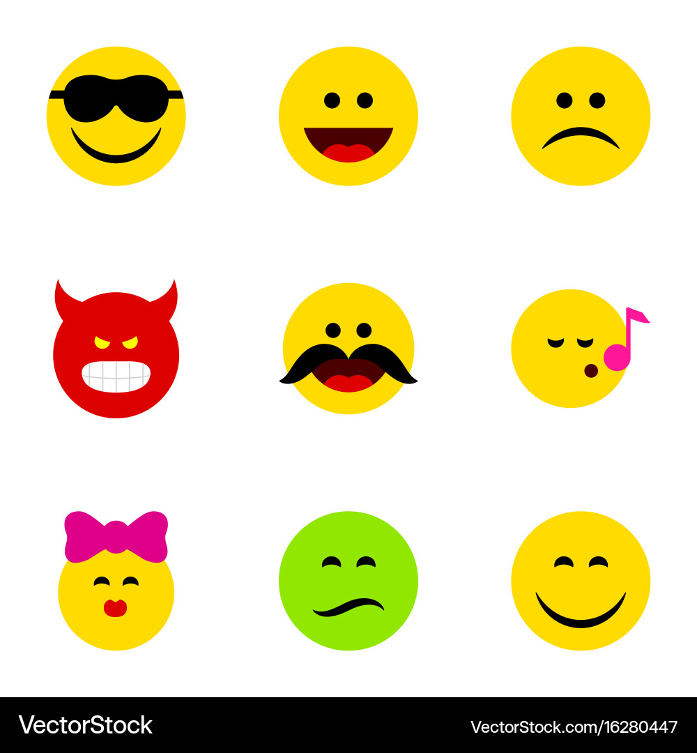 Flat icon expression set of caress smile happy Vector Image