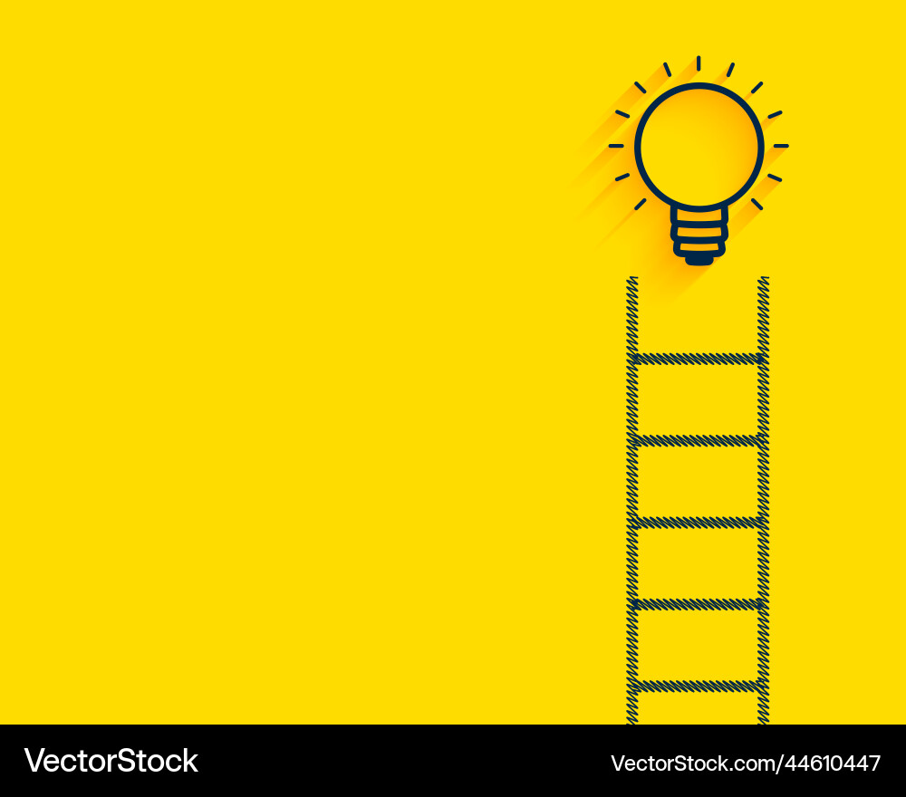Flat yellow background with ladder and light bulb Vector Image