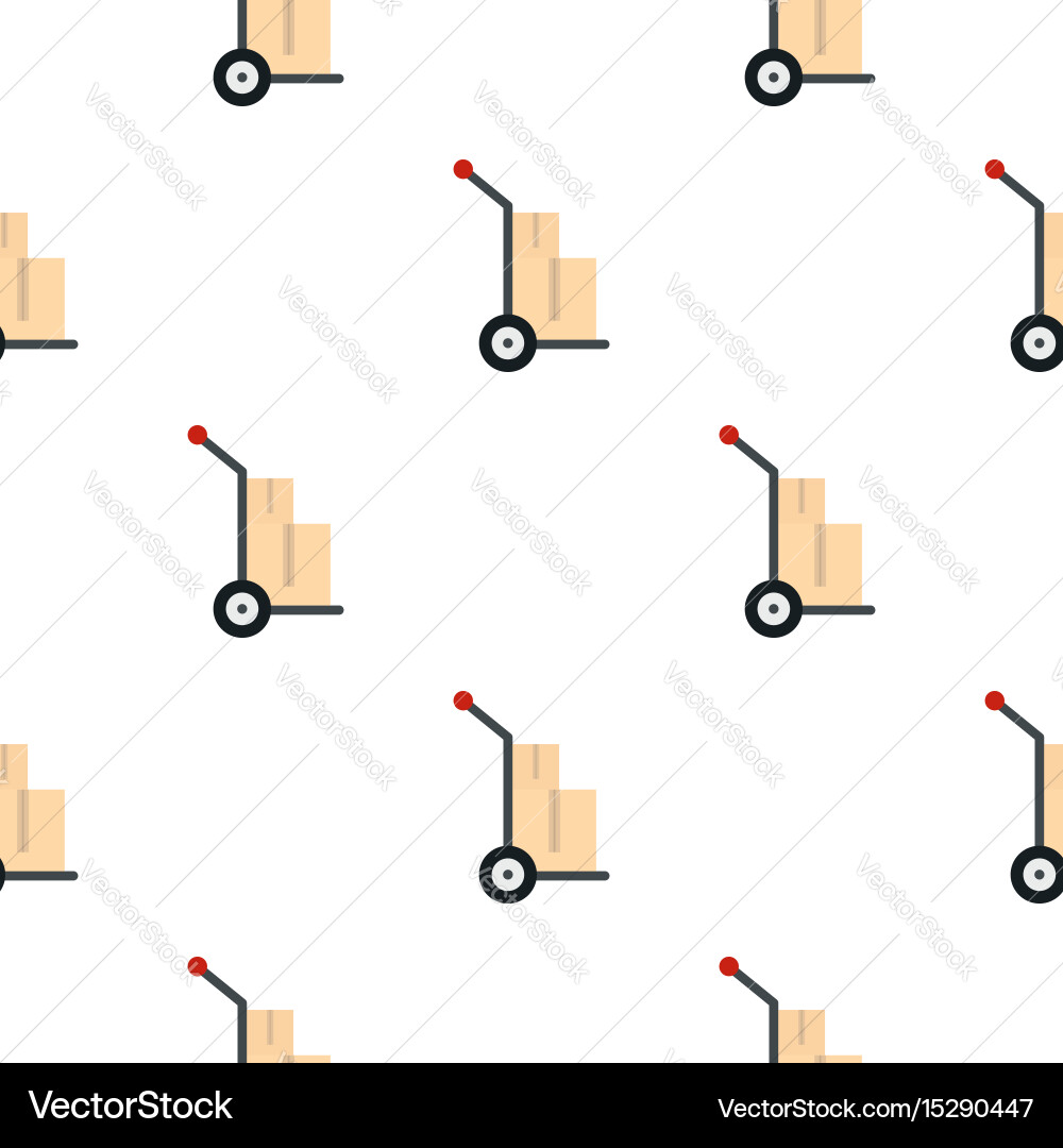 Hand cart with two cardboard boxes pattern flat Vector Image