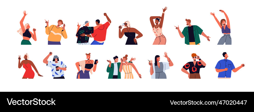 Happy people celebrating rejoicing having fun Vector Image