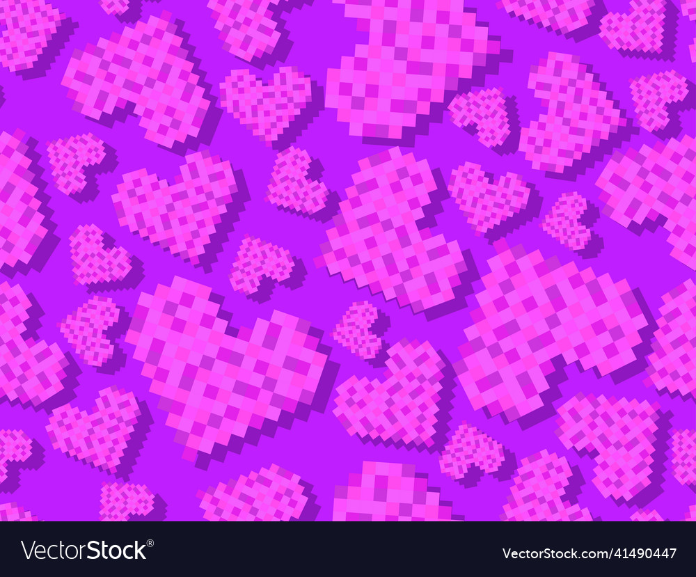 Happy valentines day pixel art hearts seamless Vector Image