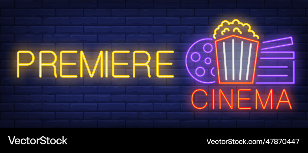 Premiere cinema neon sign Royalty Free Vector Image