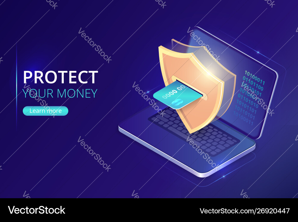 Protecting money concept online banking security Vector Image