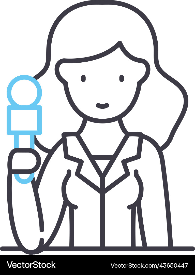 Reporter line icon outline symbol Royalty Free Vector Image