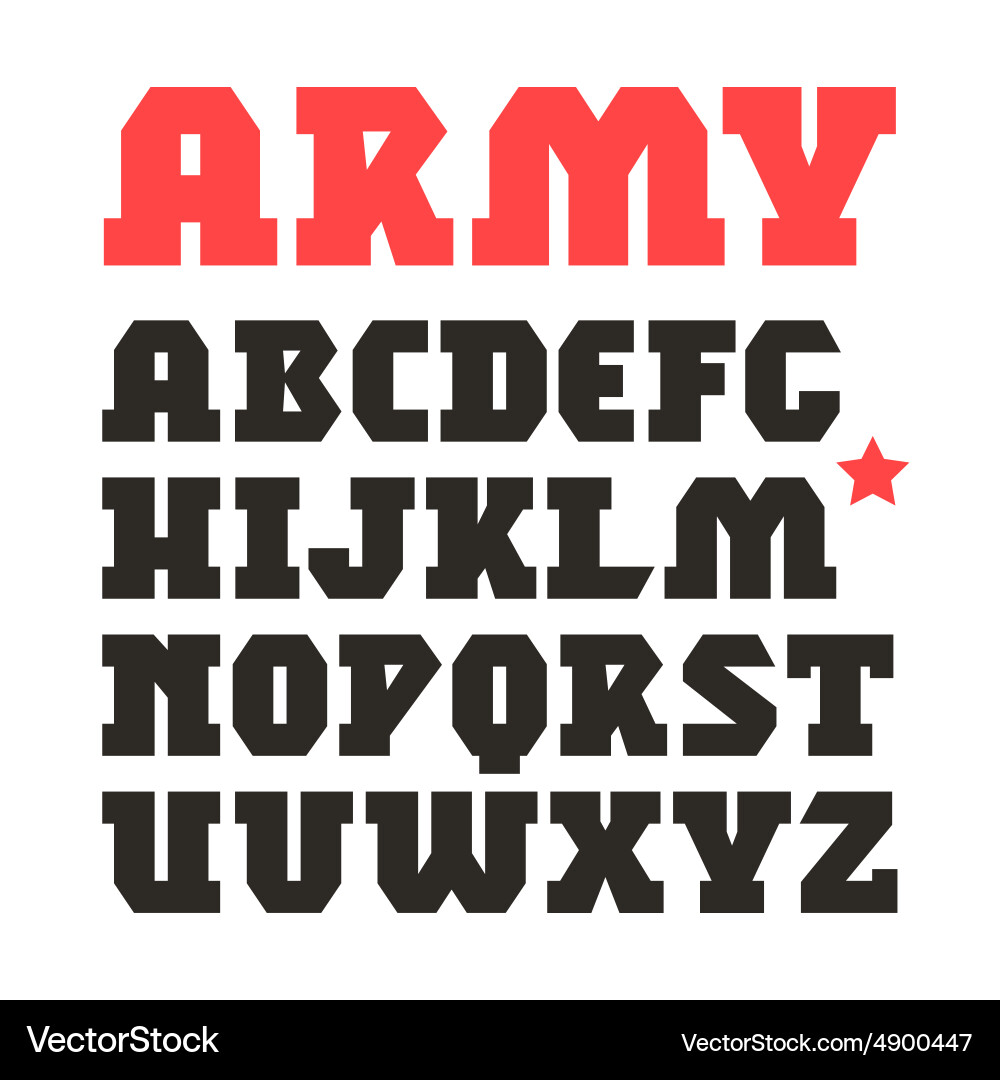 Serif geometric military font Royalty Free Vector Image