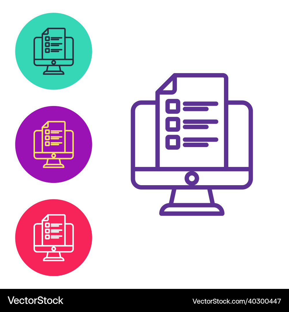 Set line online quiz test survey or checklist Vector Image