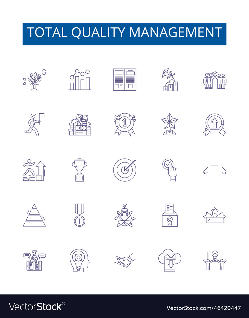 Total quality management line icons signs set Vector Image Total quality management line icons signs set Vector Image