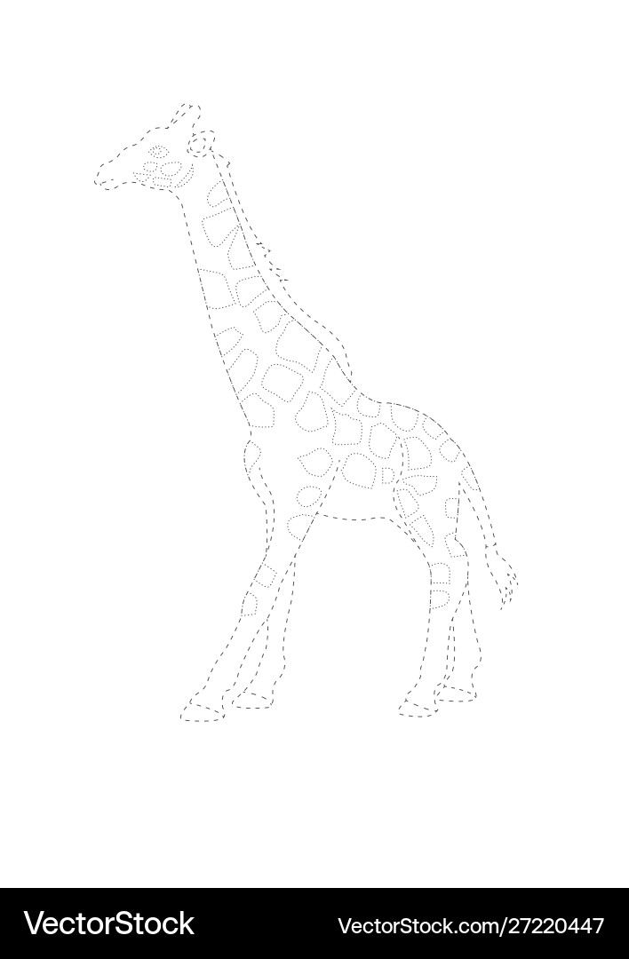 Trace and color giraffe tracing Royalty Free Vector Image