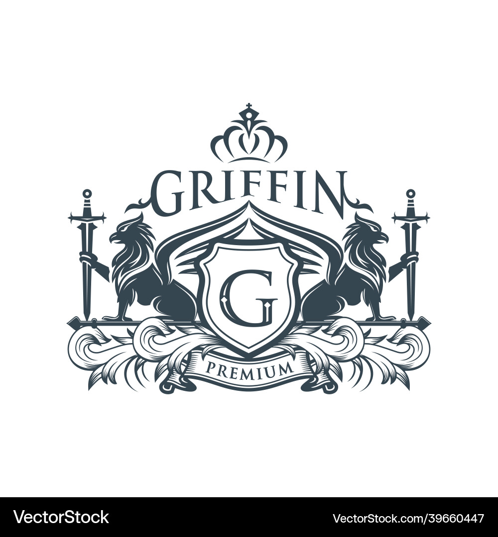 Vintage griffin griffon logo design Royalty Free Vector