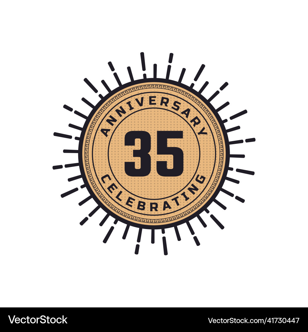 Vintage retro 35 year anniversary celebration Vector Image