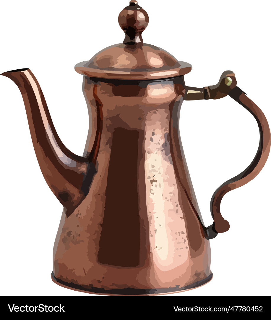 Antique teapot with ornate handle design Vector Image