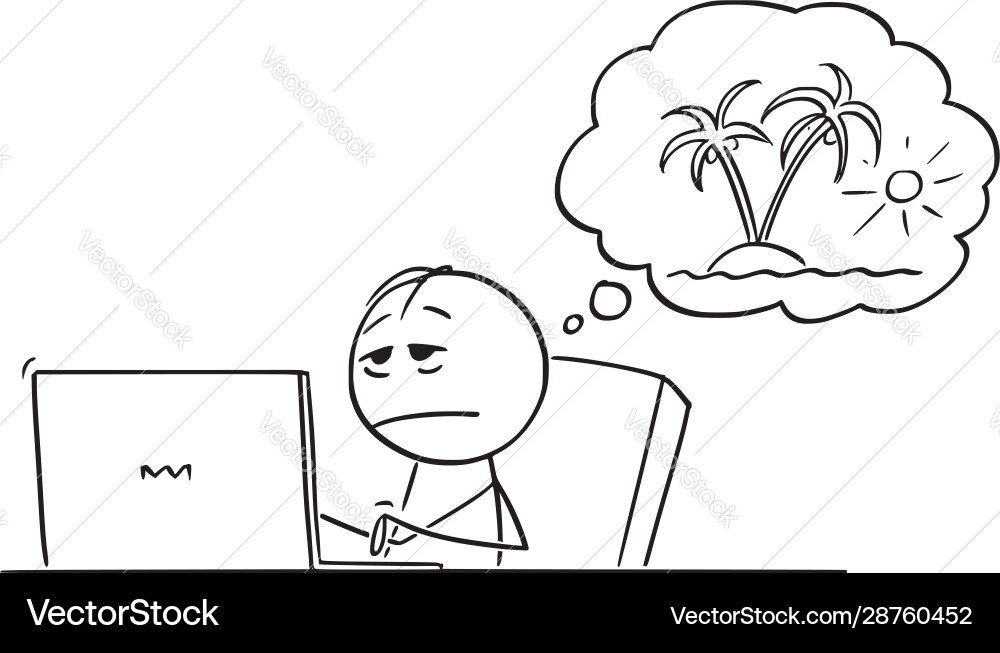Cartoon tired overworked or stressed man Vector Image