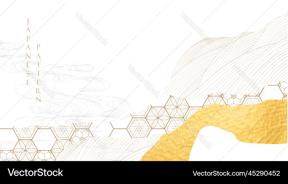 Chinese wave decorations with gold watercolor Vector Image
