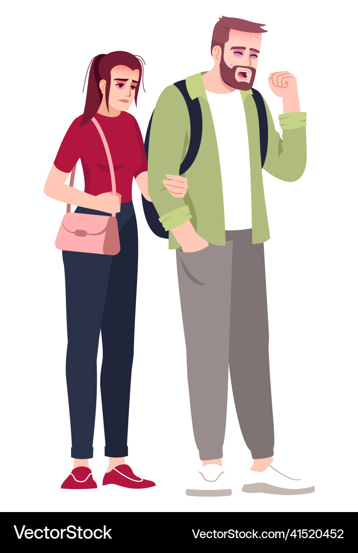 Detect sick people semi flat rgb color Royalty Free Vector