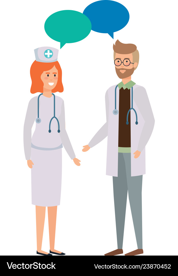 Doctor and nurse talking characters Royalty Free Vector