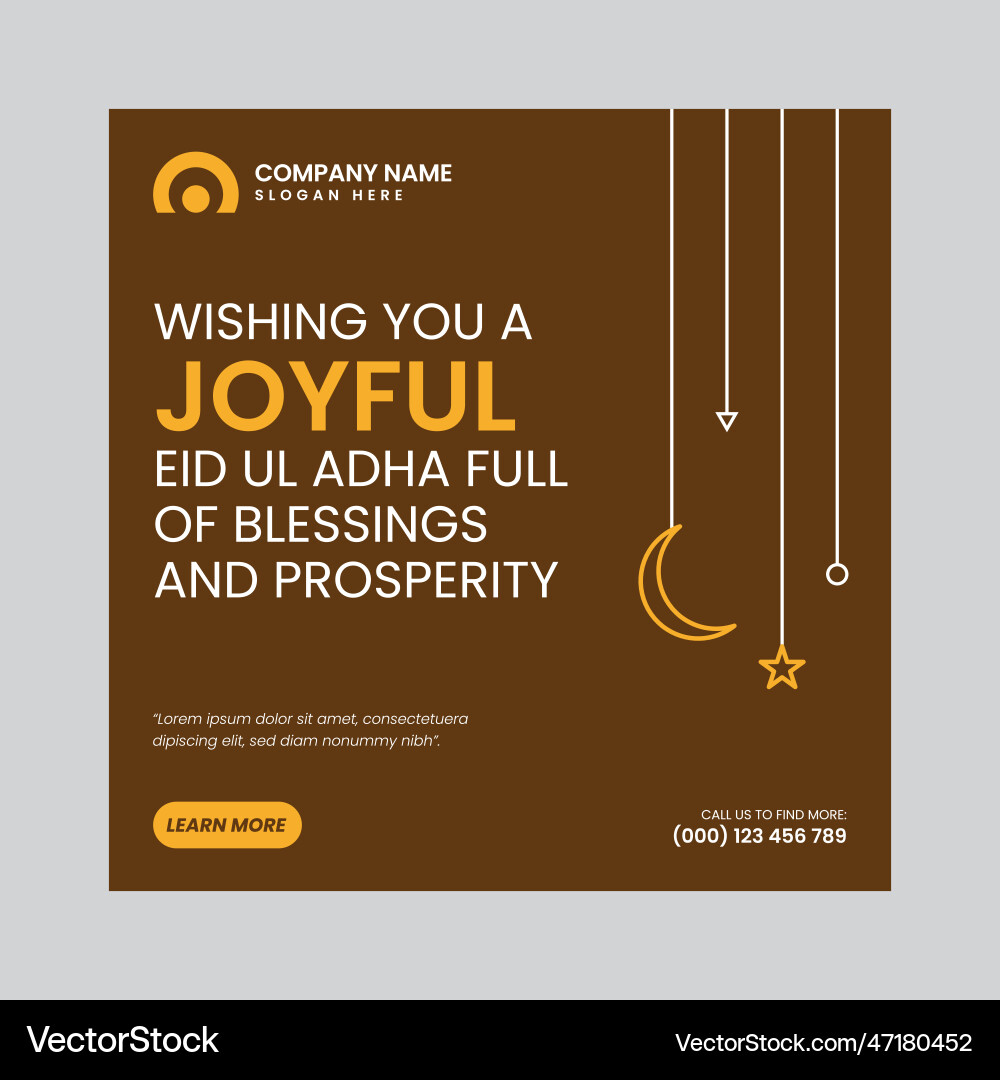 Eid ul adha post design template for social media Vector Image