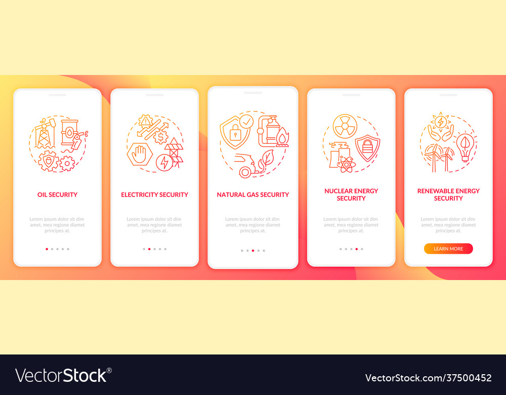 Energetic Security Types Onboarding Mobile App Vector Image