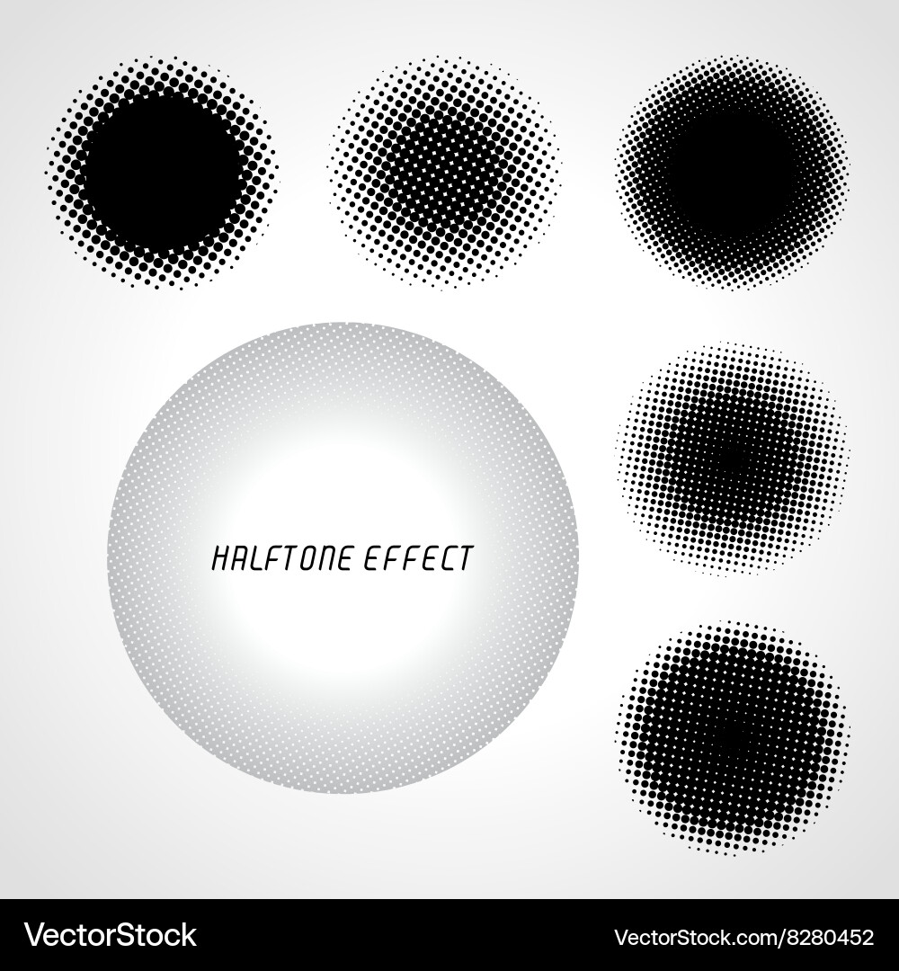 Halftone circles set Royalty Free Vector Image