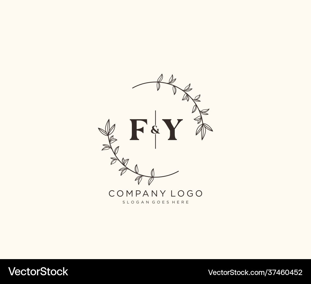 Initial fy letters beautiful floral feminine Vector Image