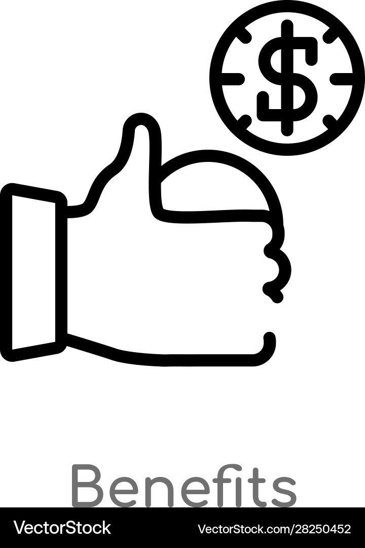 Outline benefits icon isolated black simple line Vector Image
