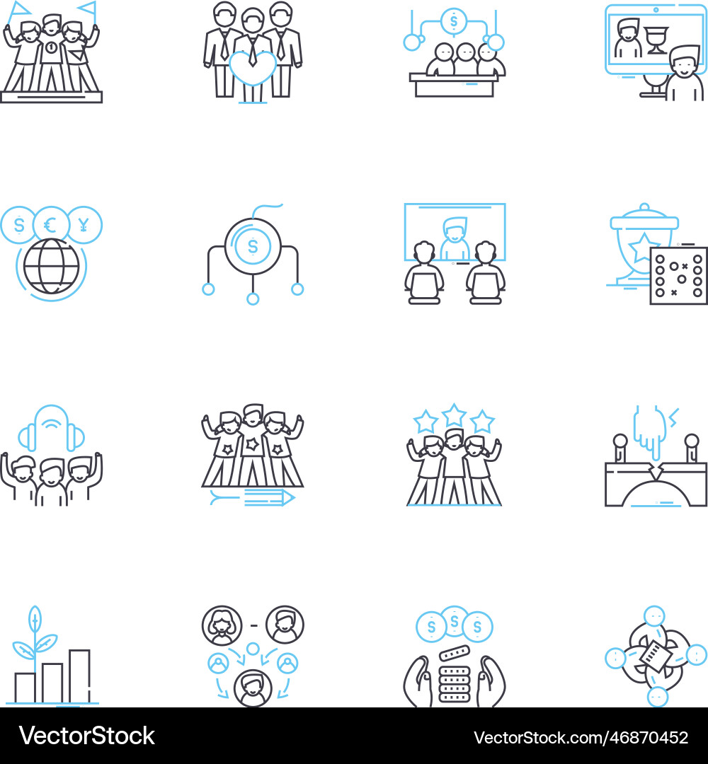 Political stability linear icons set consistency Vector Image