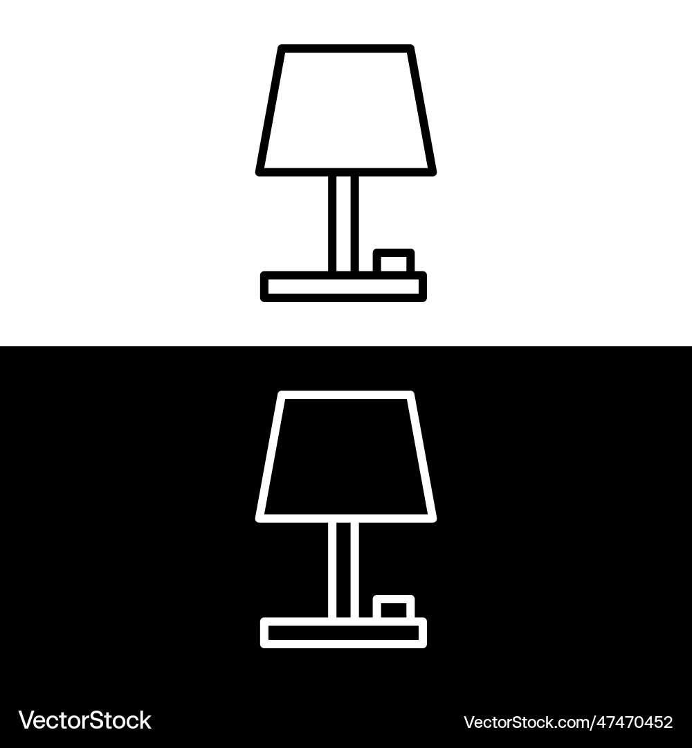 Reading lamp outline icon on white and black Vector Image