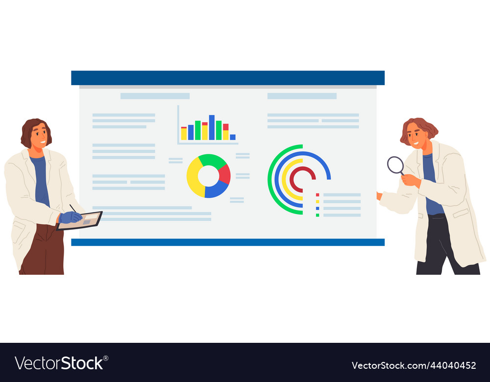Scientist works with data analytics and research Vector Image