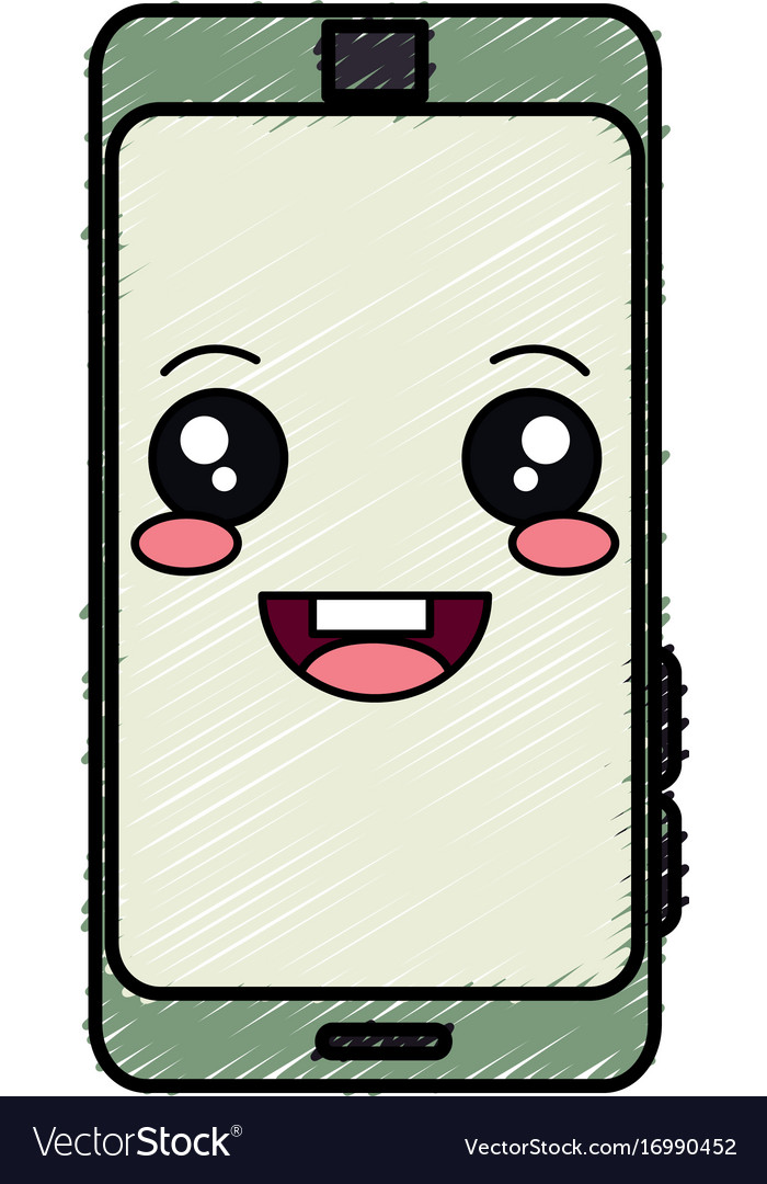 Smartphone device kawaii character Royalty Free Vector Image