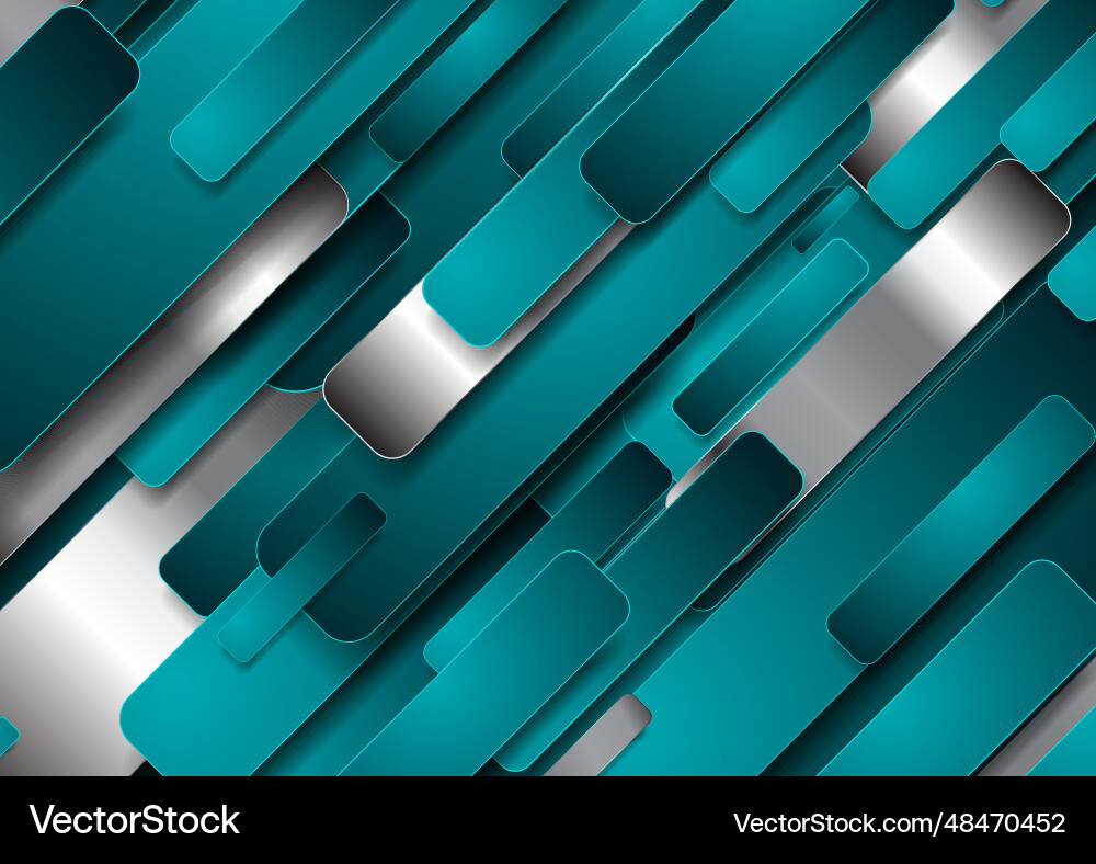 Turquoise and metallic stripes abstract technology