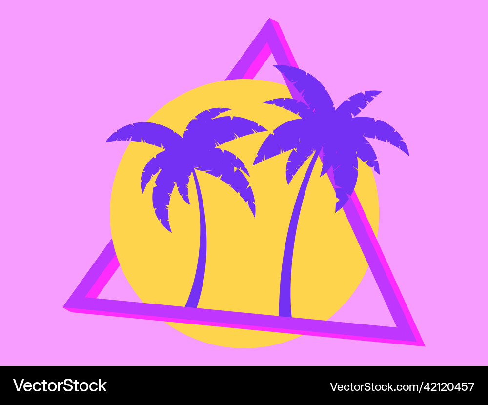 80s palm trees at sunset summer time retro Vector Image