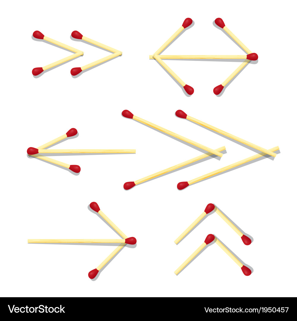 Arrows symbols made from matches Royalty Free Vector Image
