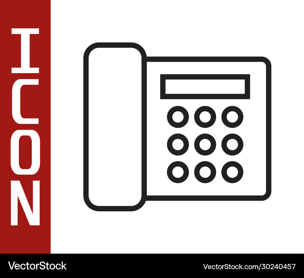 Black line telephone icon isolated on white Vector Image
