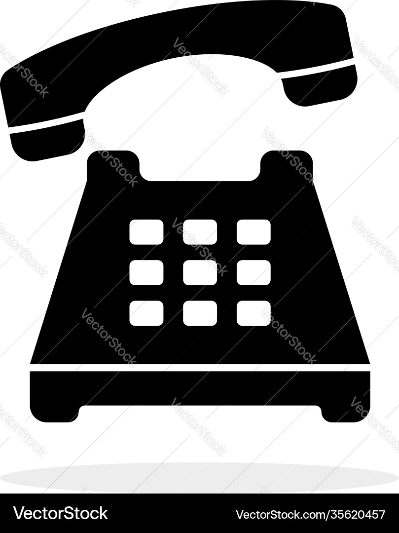 Black vintage phone minimal icon Royalty Free Vector Image