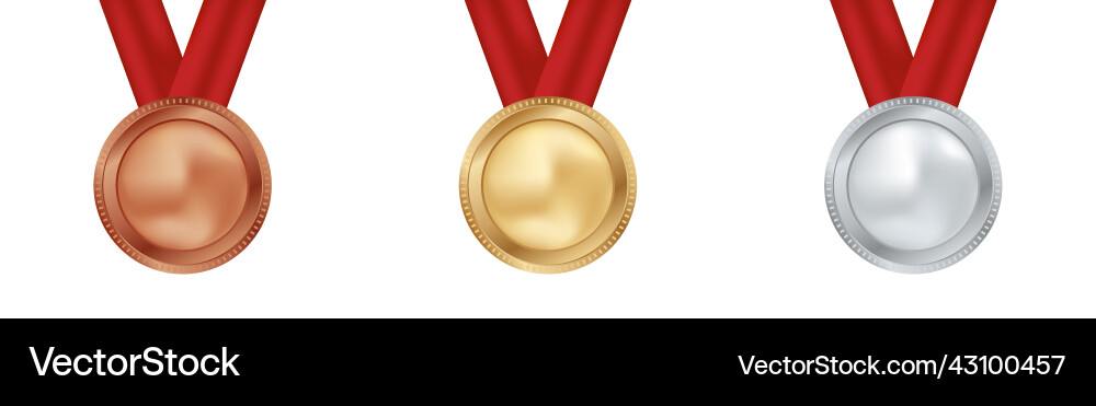 Bronze and gold with silver medal template Vector Image