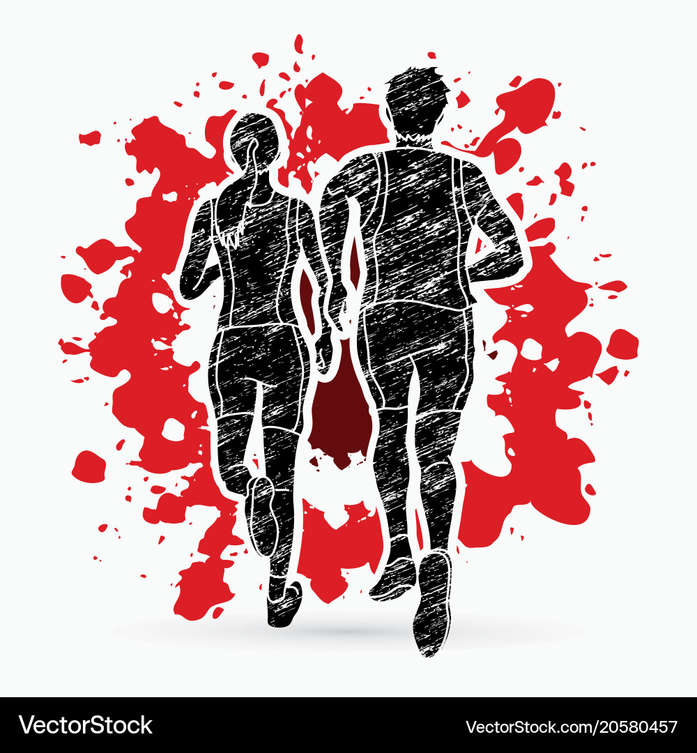 Couple running together marathon runner Royalty Free Vector