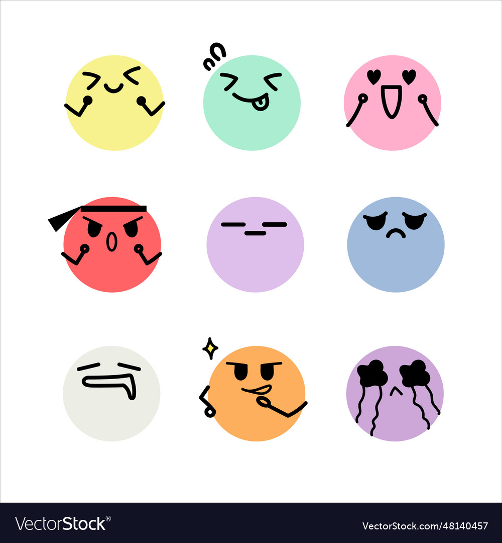 Emoji set faces emotions expressive faces Vector Image