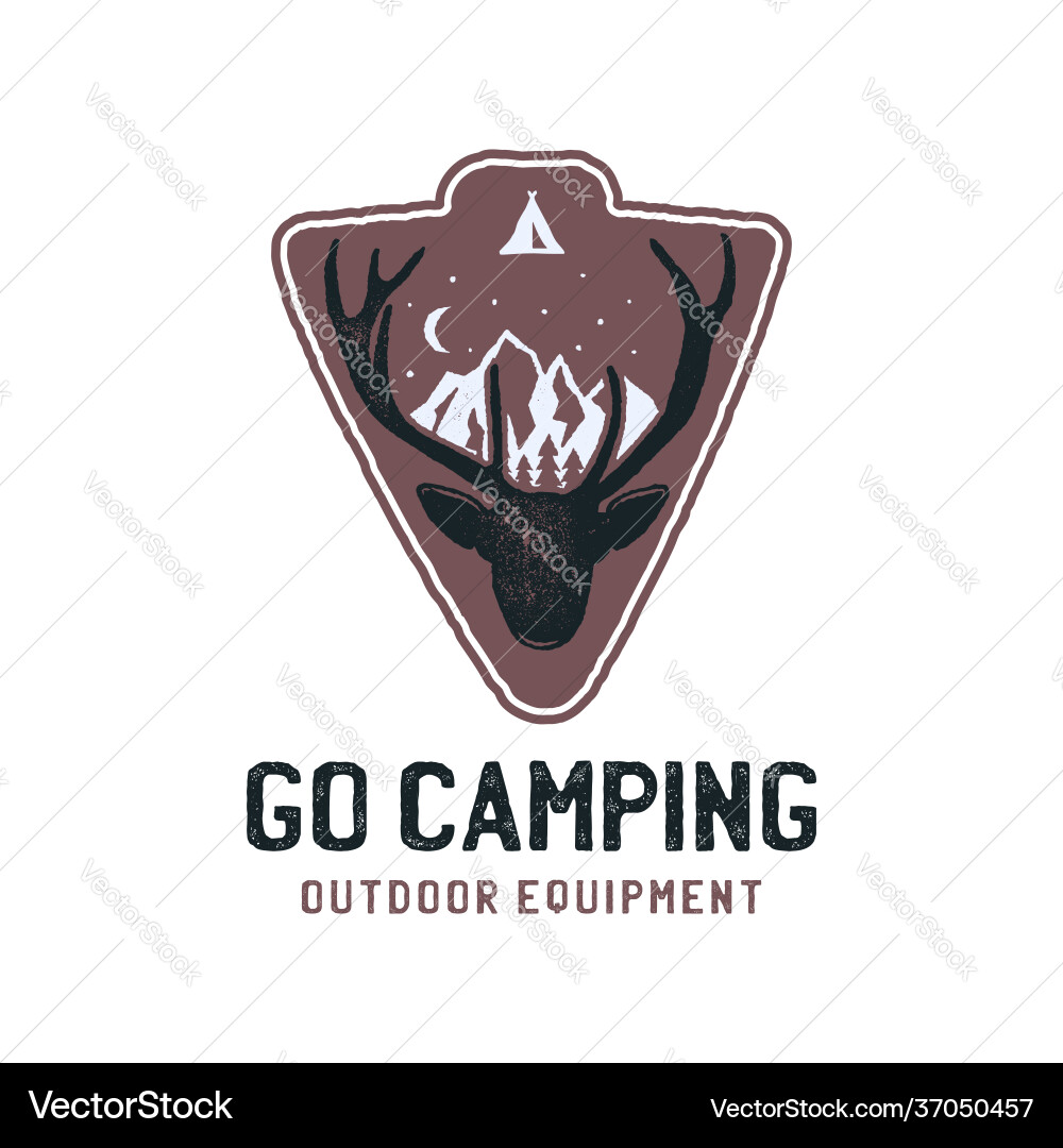 Go camping logo template retro mountain adventure Vector Image