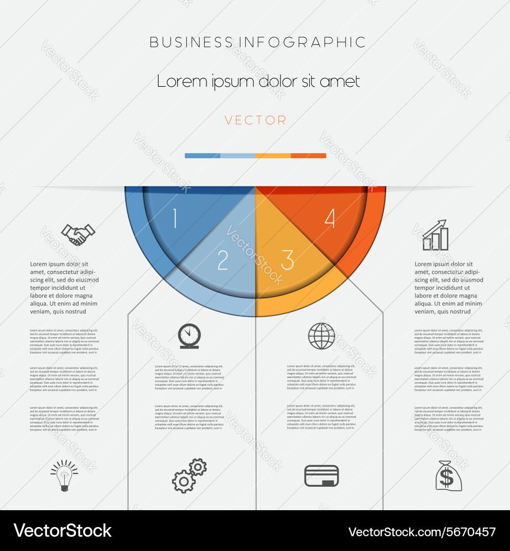 Infographic color semicircle on four positions Vector Image